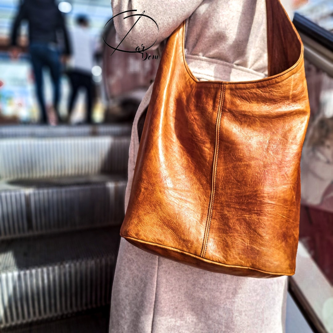 Handmade Goat Leather Tote Bag With Zipper - Etsy