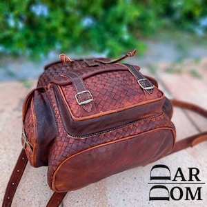 Braided Moroccan Leather Backpack: Handmade Vintage Style Bag - Etsy