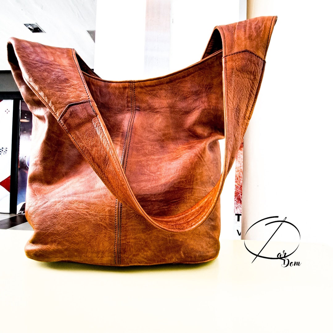 Handmade Goat Leather Hobo Bag: Soft Brown Shoulder Bag - Etsy