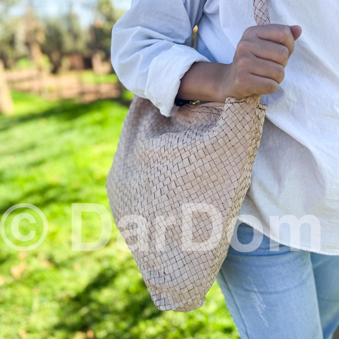 Hand Woven Goat Leather Tote Bag: Braided Vintage Style - Etsy
