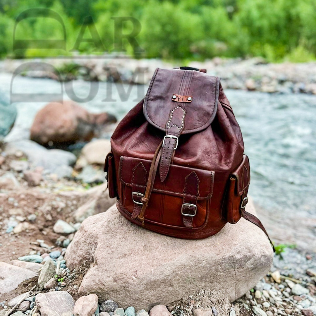 Personalized Leather Backpack Vintage Look Leather Bag - Etsy