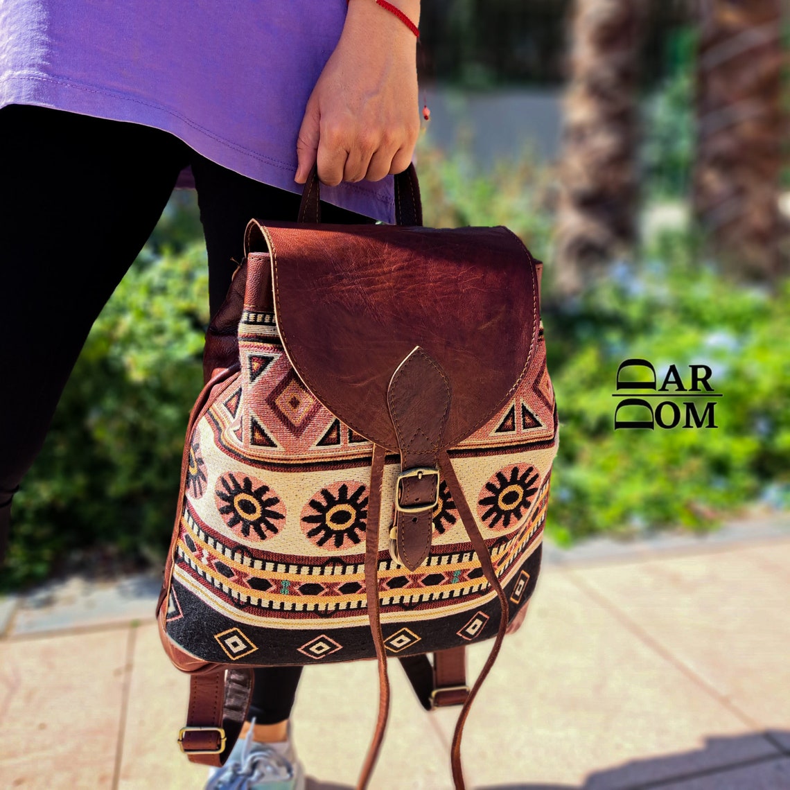 Personalized Moroccan Leather Backpack Vintage Look Leather Bag - Etsy