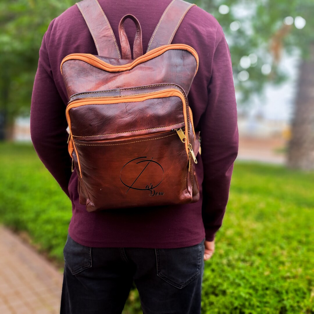 Leather Backpack Vintage Look Leather Bag - Etsy