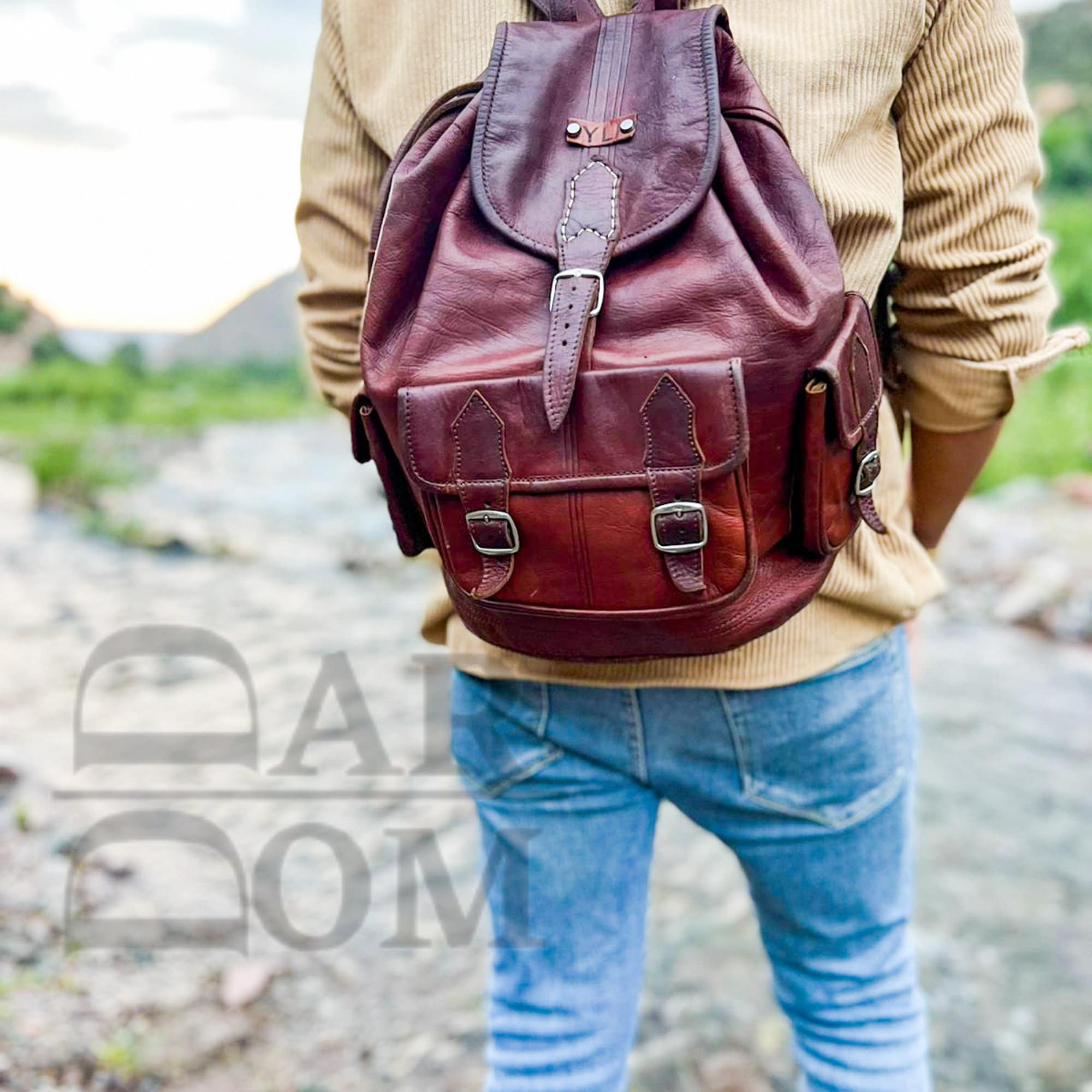 Personalized Leather Backpack Vintage Look Leather Bag - Etsy