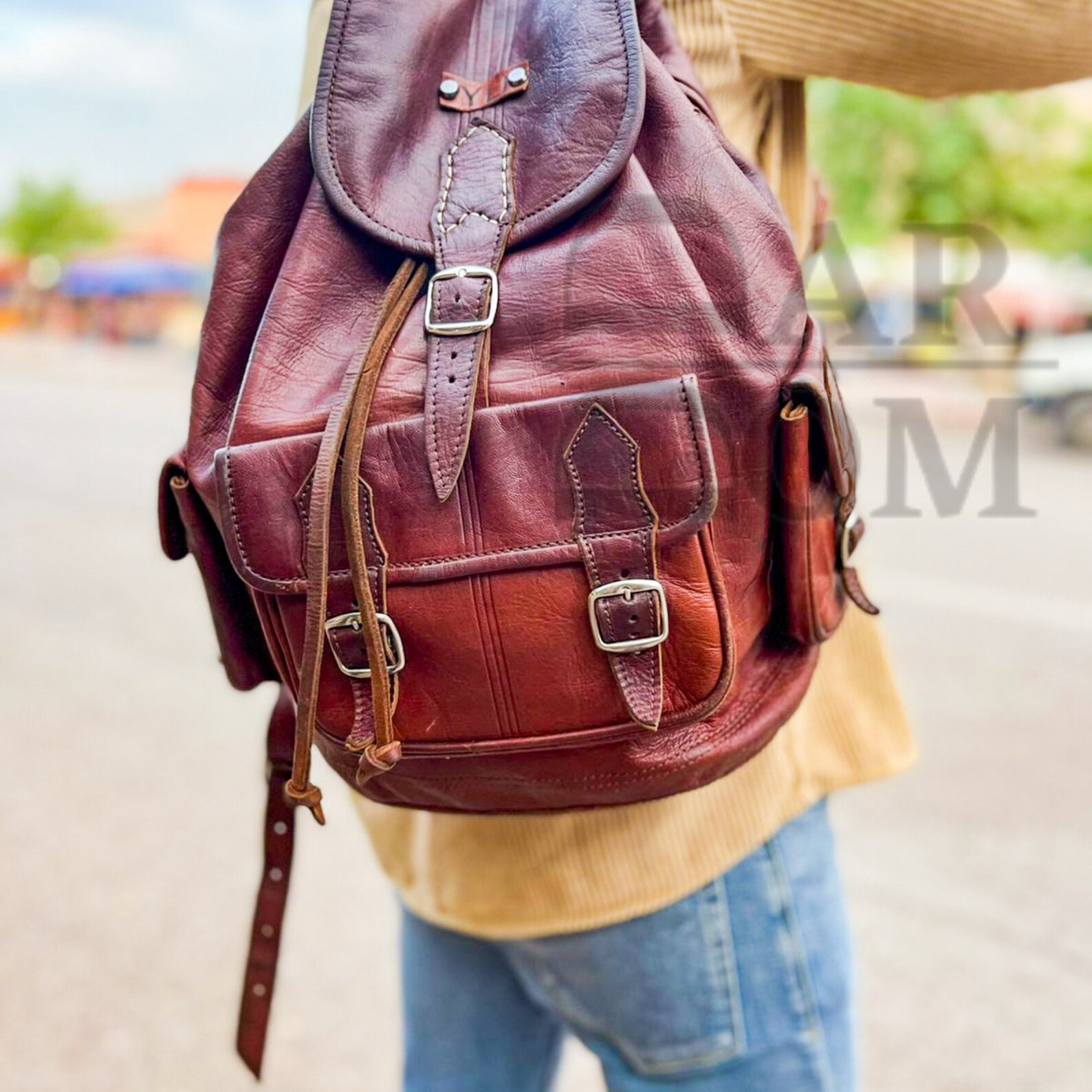 Personalized Leather Backpack Vintage Look Leather Bag - Etsy