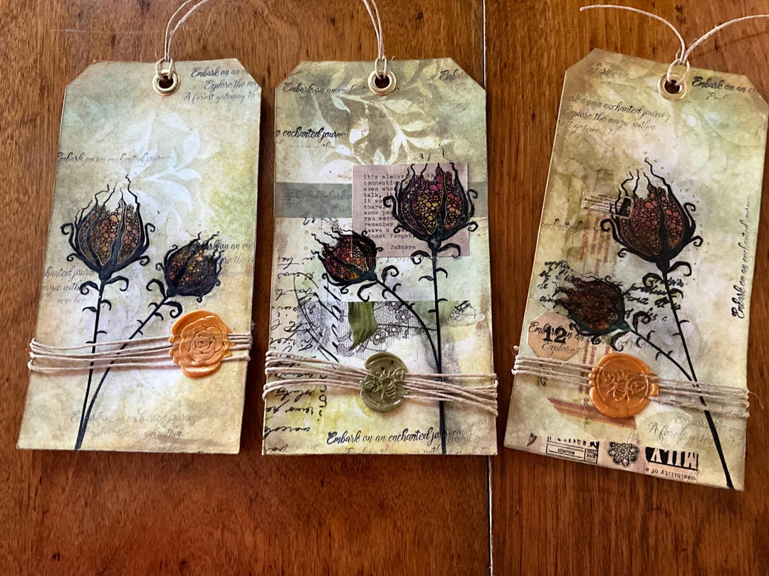 Hand Made Tags, Journal Tags, Set of 3 Tags, Planner Tags, Scrapbook ...