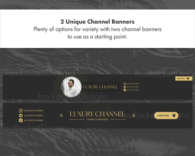 Youtube Branding Kit, Black and Gold Luxury Youtube Branding, Editable ...