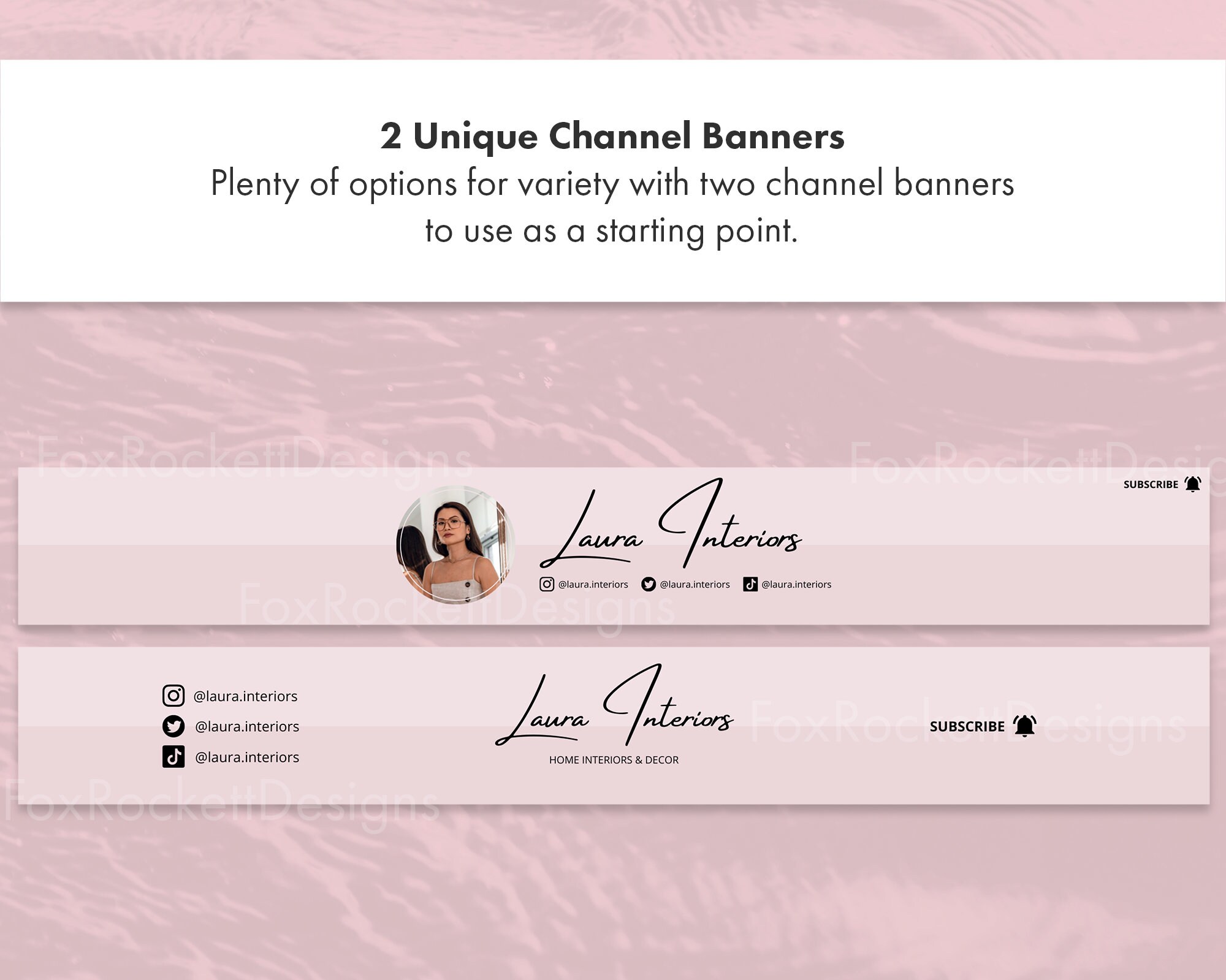 Youtube Branding Kit, Pink Minimal Youtube Branding, Editable Youtube ...