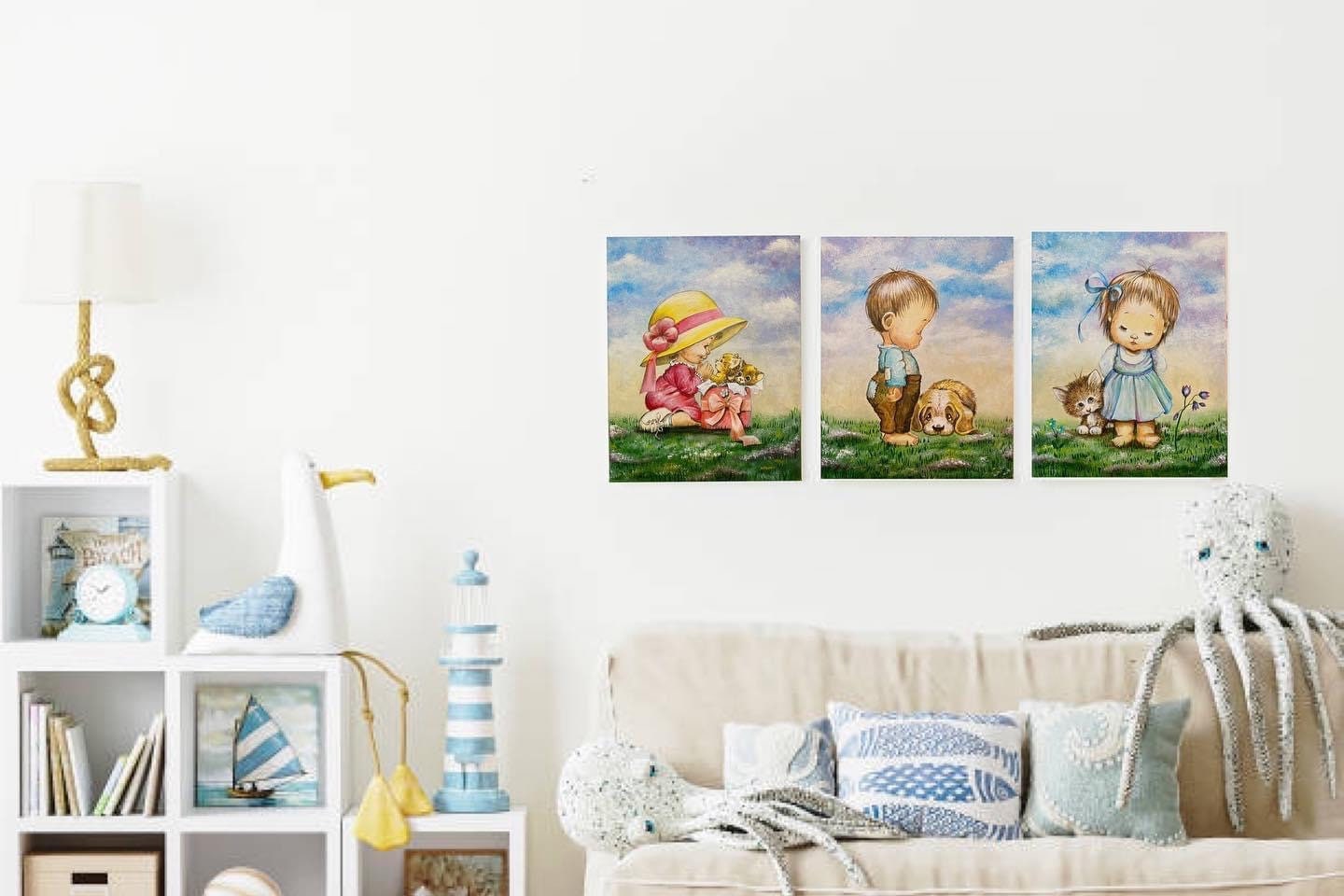 Set of 3 Wall Decor Art Colourful Canvas, 3 Painting Set, Acrylic ...