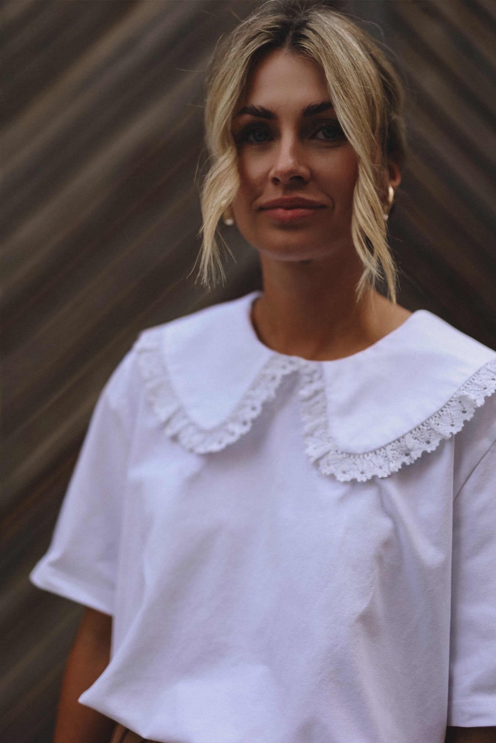 LACE VINTAGE White Collar Design Shirt Women Collar Design White Cotton ...