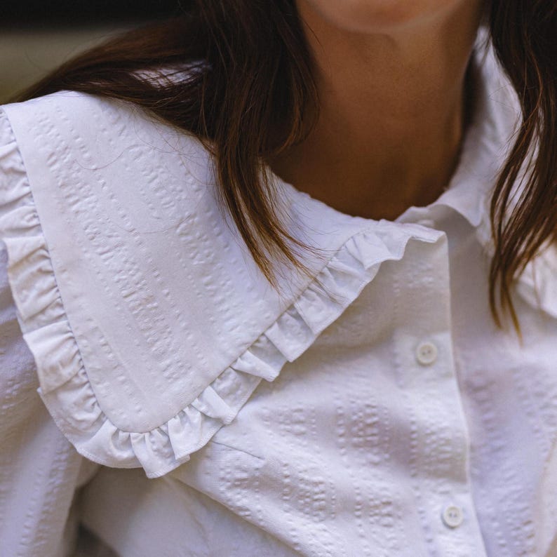 LIMITED EDITION Snow White Shirts White Collar Design Shirt Women ...