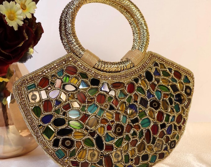 Gemstones Embellished Clutch Bag | Stone Studded Bridal Purse | Wedding ...