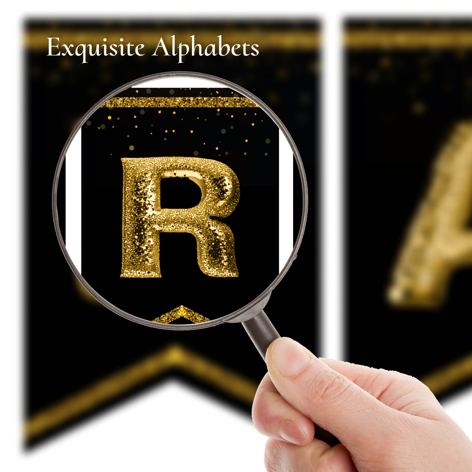 Ramadan Mubarak Banner, Ramadan Kareem Banner Bunting With Gold Letters ...