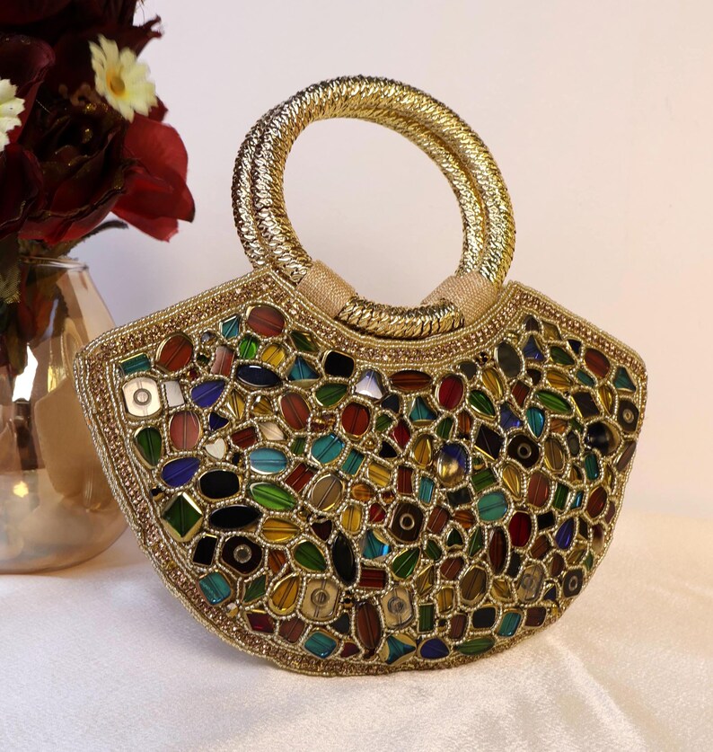 Gemstones Embellished Clutch Bag | Stone Studded Bridal Purse | Wedding ...