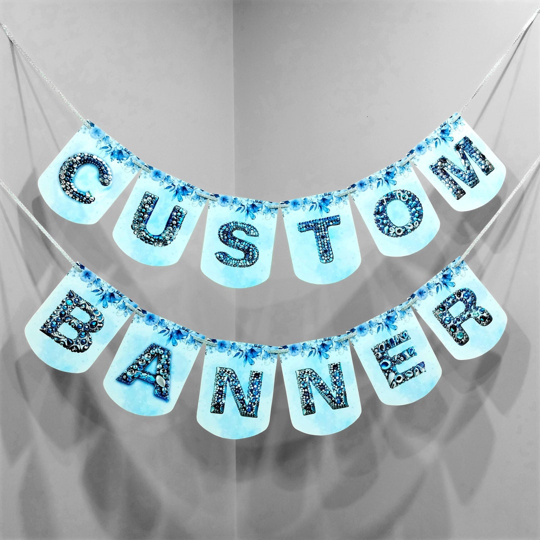 Custom Banner Blue, Personalized Banner, Personalized Bunting, Custom ...