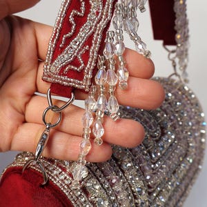 Embellished Red Handbag With Flap | Red Bridal Clutch With Rhinestone ...