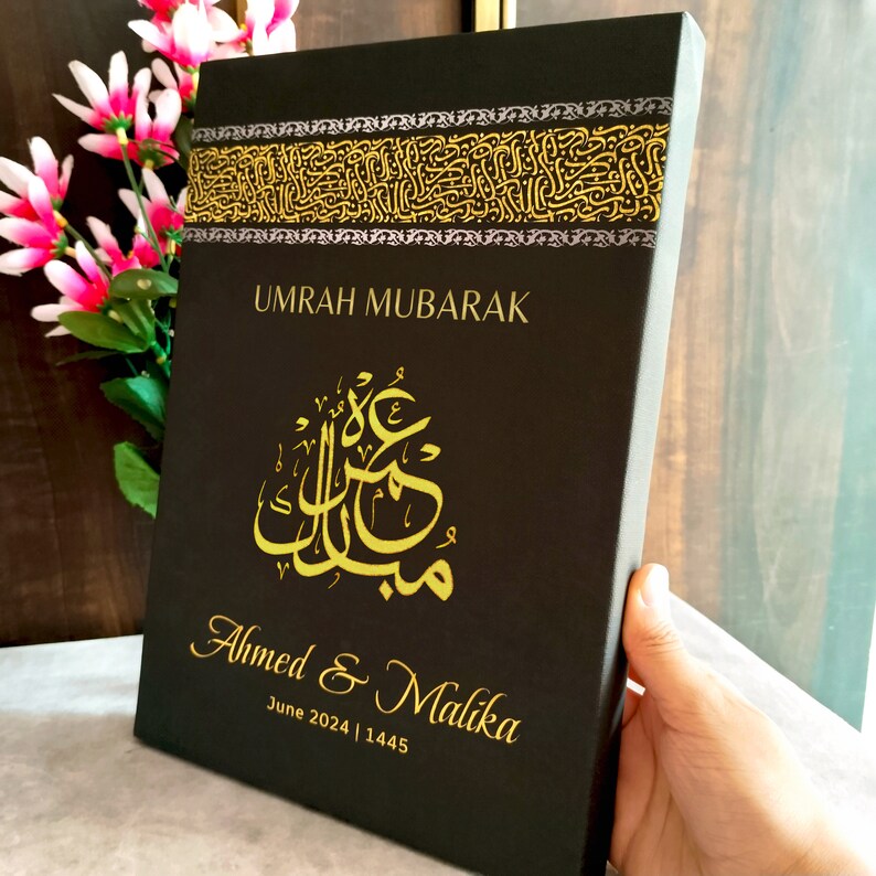 Personalized Gold-black Umrah Mubarak Gift, Umrah Mubarak Canvas, Umrah ...