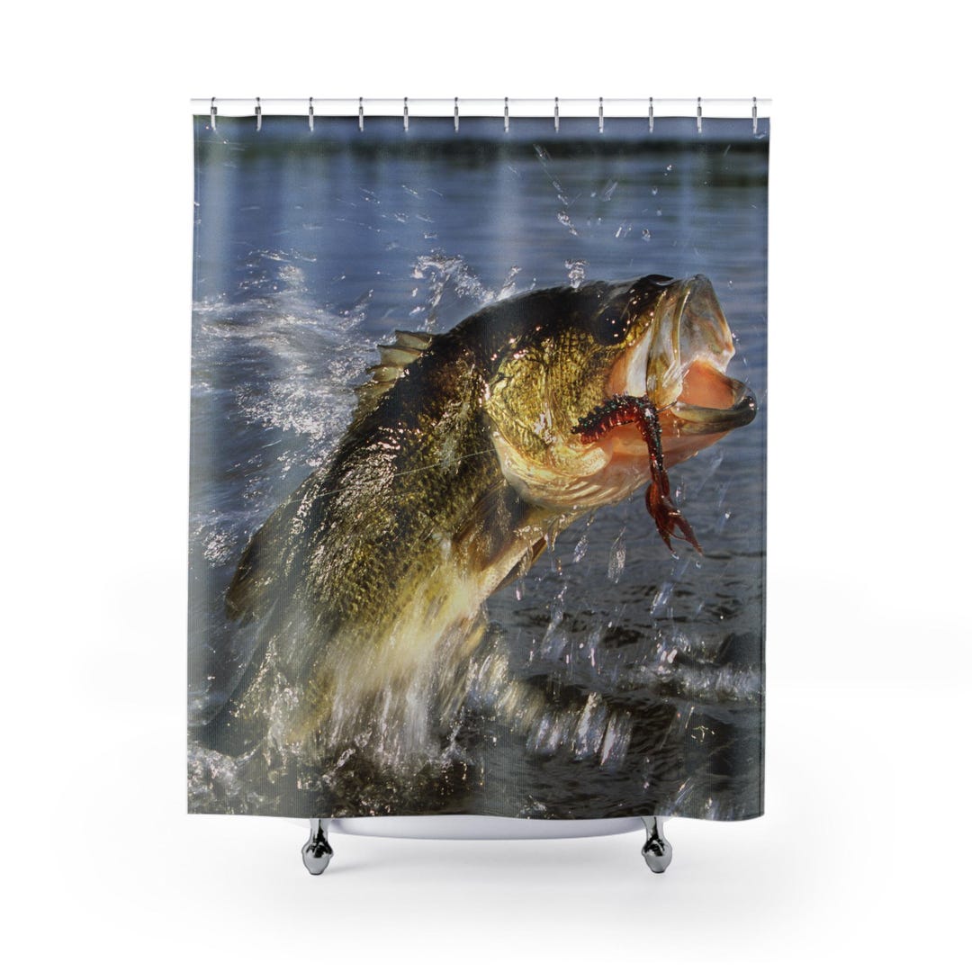 Fishing Jumping Fish Lure Shower Curtain Fisherman Bathroom Decor Gift ...