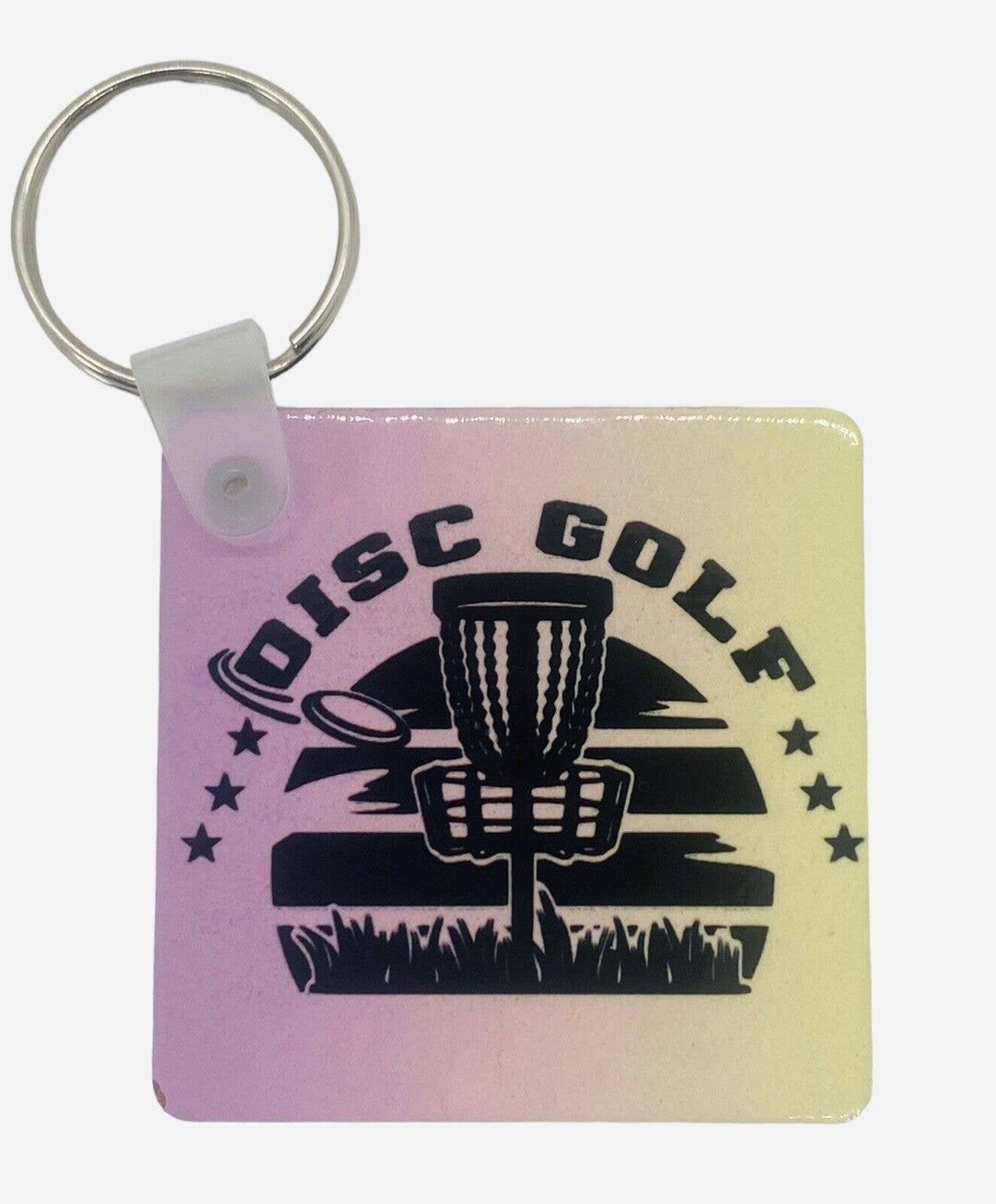 Disc Golf Keychain DISCGOLF SUNRISE Yellow Pink Gradient Custom Made ...