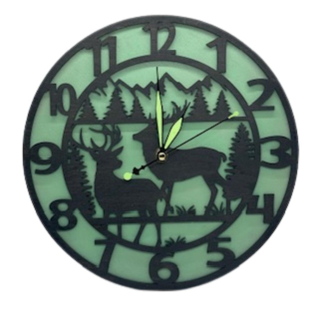 Custom DEER BUCKS Hunting Wildlife Wall Clock Laser Cut Layered Wood ...