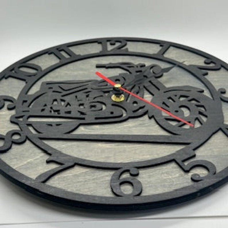 Custom MOTORCYCLE Wall Clock Laser Cut Layered Wood Decor Gift - Etsy