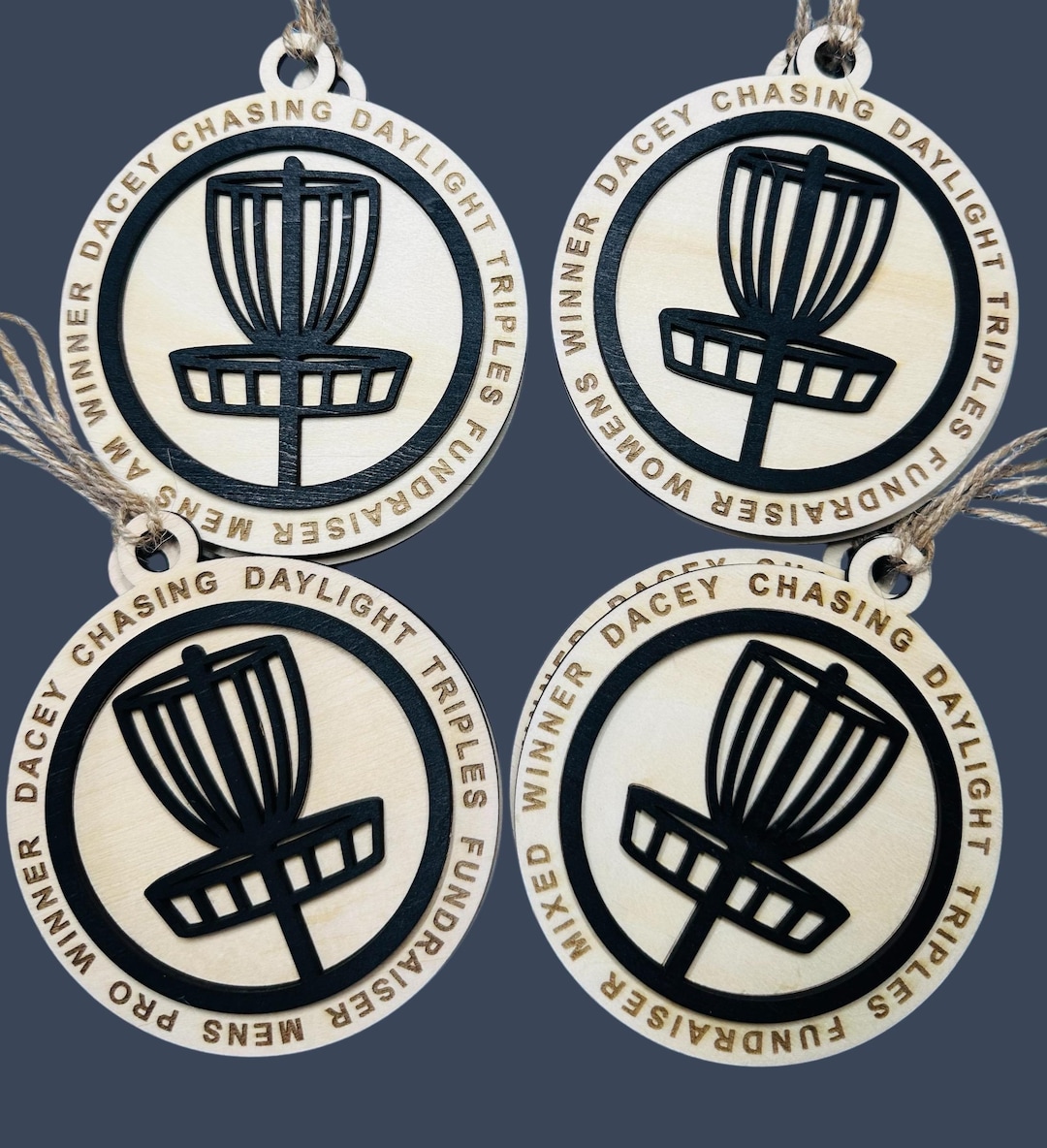 DISC GOLF Custom Mini Bag Tag Trophy 2 Layer Wood Discgolfer ...