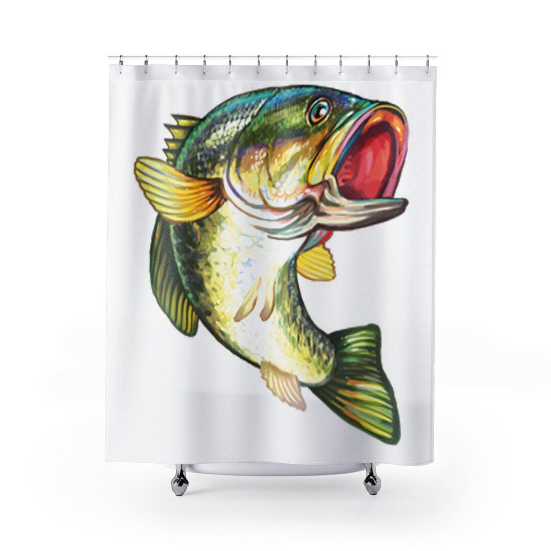 Fishing Jumping Fish Colorful Shower Curtain Fisherman Bathroom Decor ...