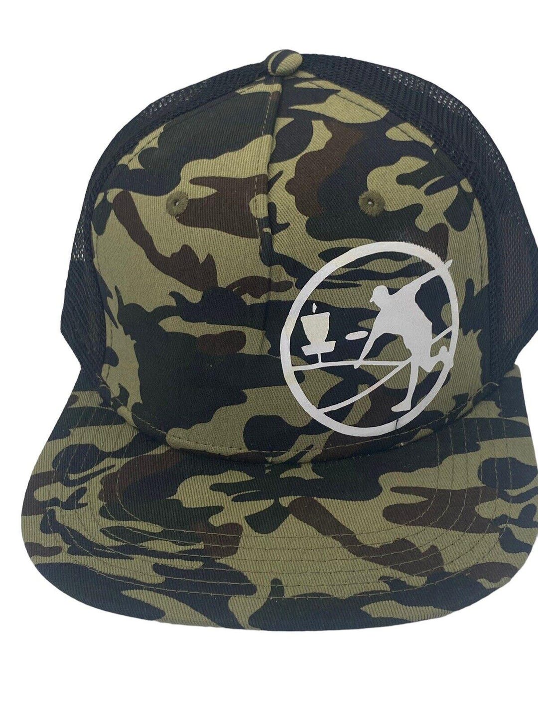 Disc Golf THROWING DISC Man CAMO Hat Trucker Cap Snap Back Disc Golf ...
