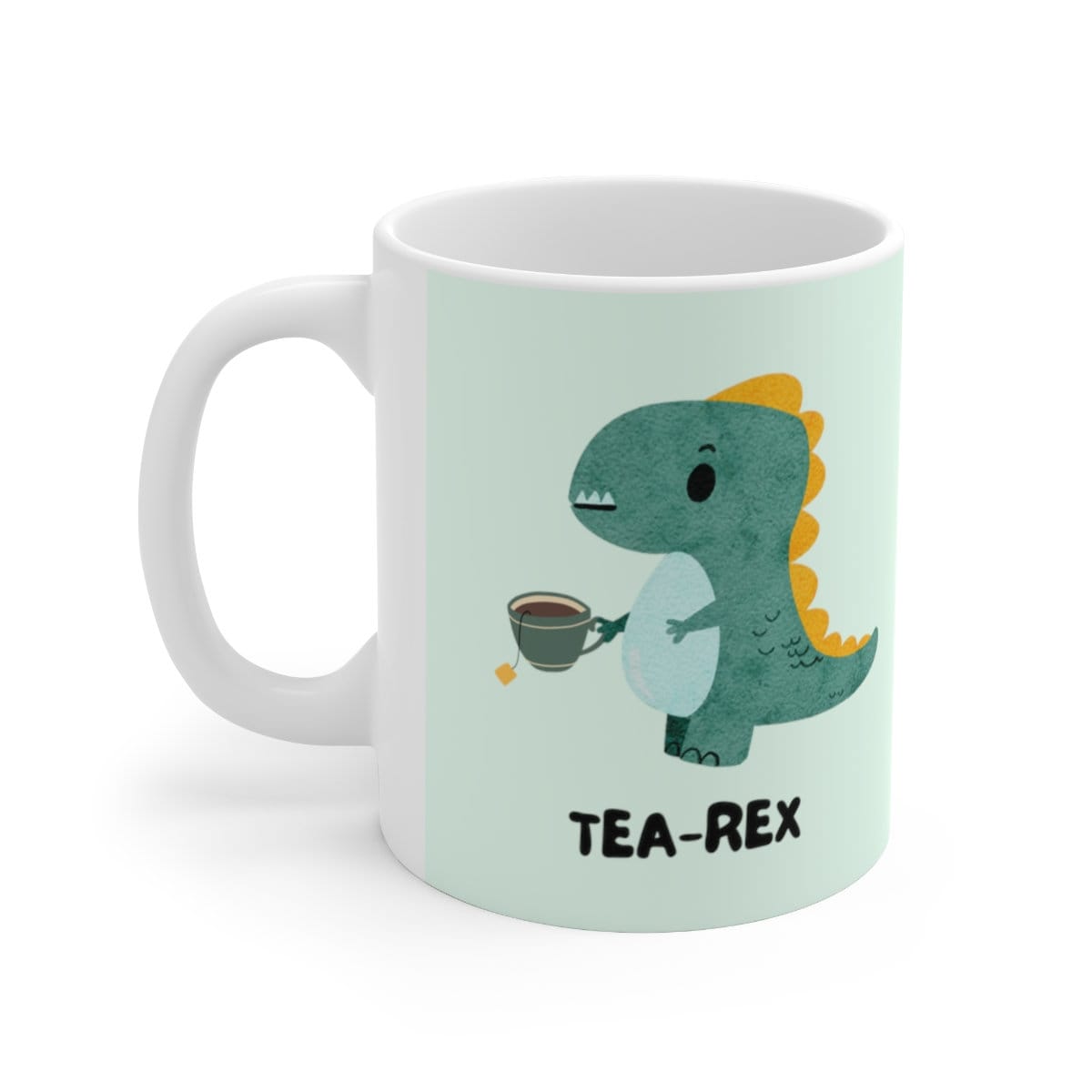 Tea-rex Mug Cute T-rex Dinosaur Mint Green Chocolate Mug for Coffee, Tea, or Hot Pun Gift Idea ...