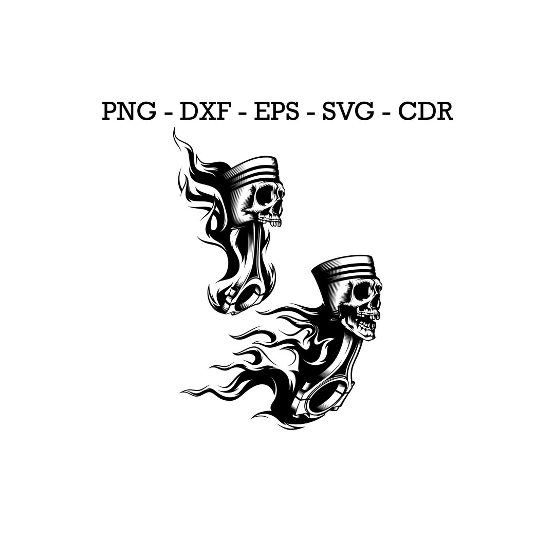 Skull Piston DXF SVG Shirt Design Digital Cut Files - Etsy Australia