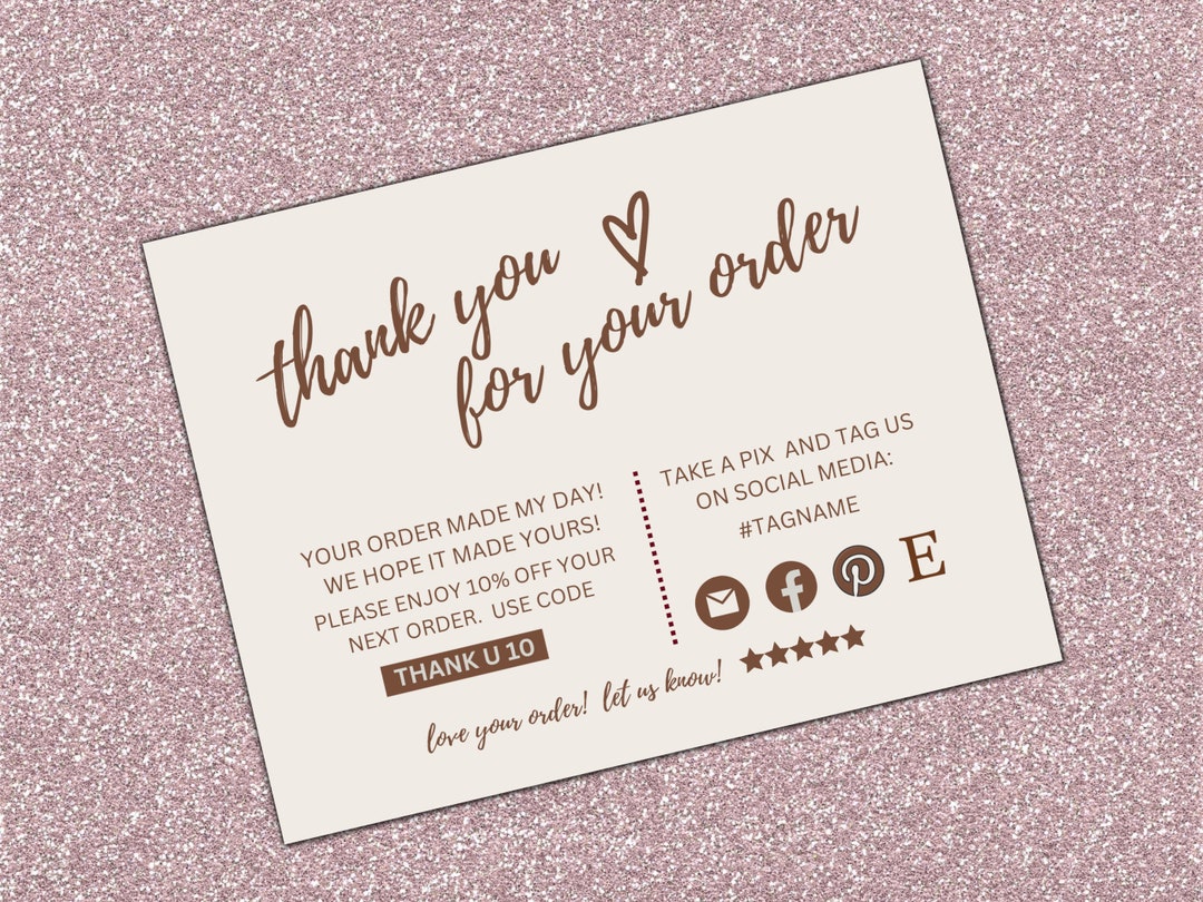 Business Thank You Card, Gift for Customer, Packaging Insert Note, Etsy ...