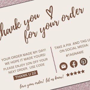 Business Thank You Card, Gift for Customer, Packaging Insert Note, Etsy ...