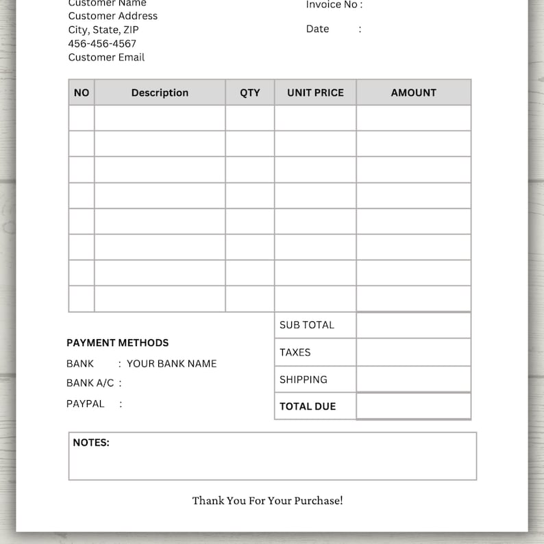 Small Business Printable Invoice Template, Editable Office Invoice Form ...