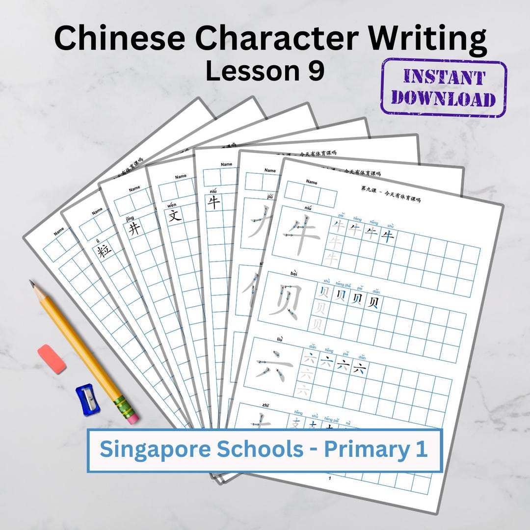 Primary 1 Lesson 9, Chinese School Textbook, Writing Practice ...