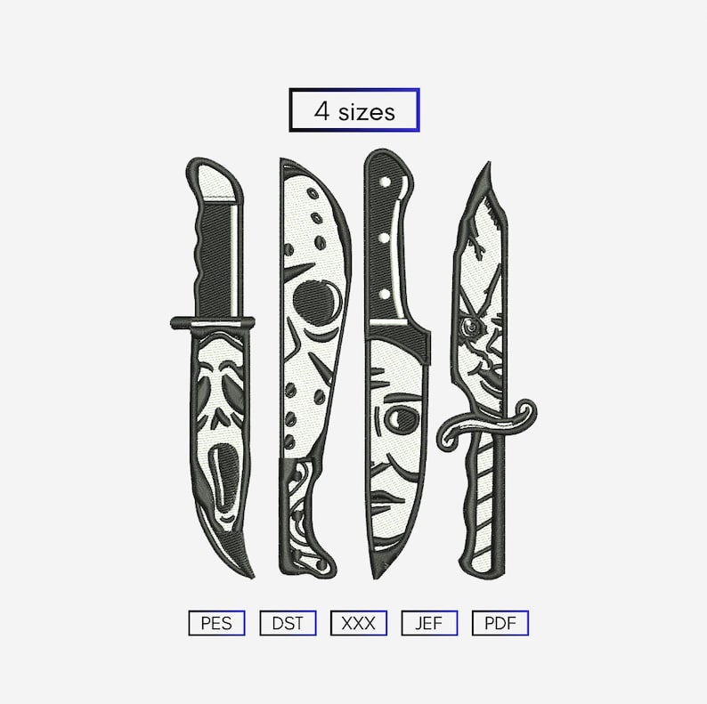 Horror Knife Embroidery Design Halloween - Etsy