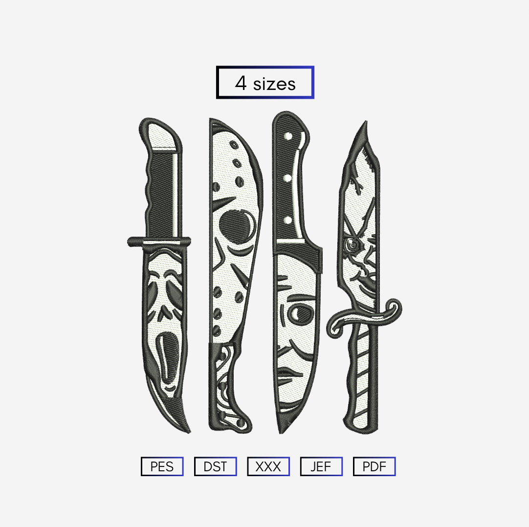 Horror Knife Embroidery Design Halloween - Etsy