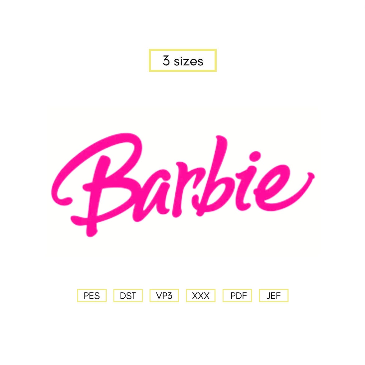 Barbie Embroidery Design Logo Dst Pes Xxx Vp3 Pdf Jef - Etsy