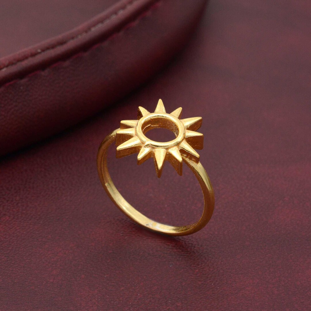 Gold Sunburst Ring - Real Gold Shiny Ring - Chunky Ring - Minimalist ...