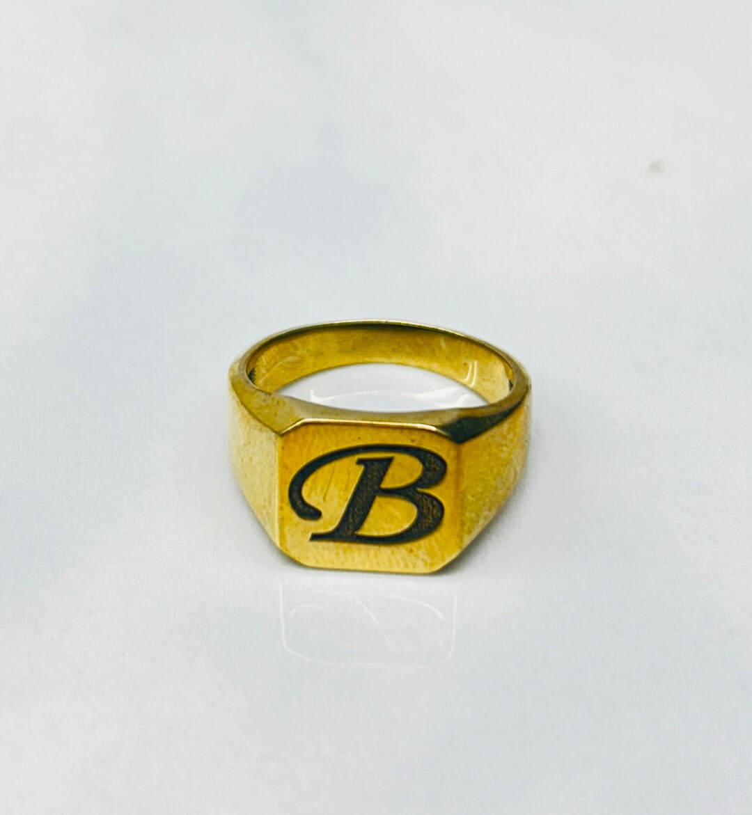 Personalized Signet Ring, Signet Square Gold Ring, Signet Ring, Initial ...