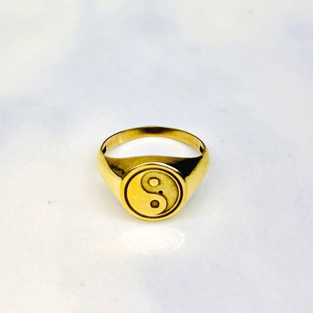 Yin Yang Symbol Ring Rings for Women Handmade Jewelry Gold Band Promise ...