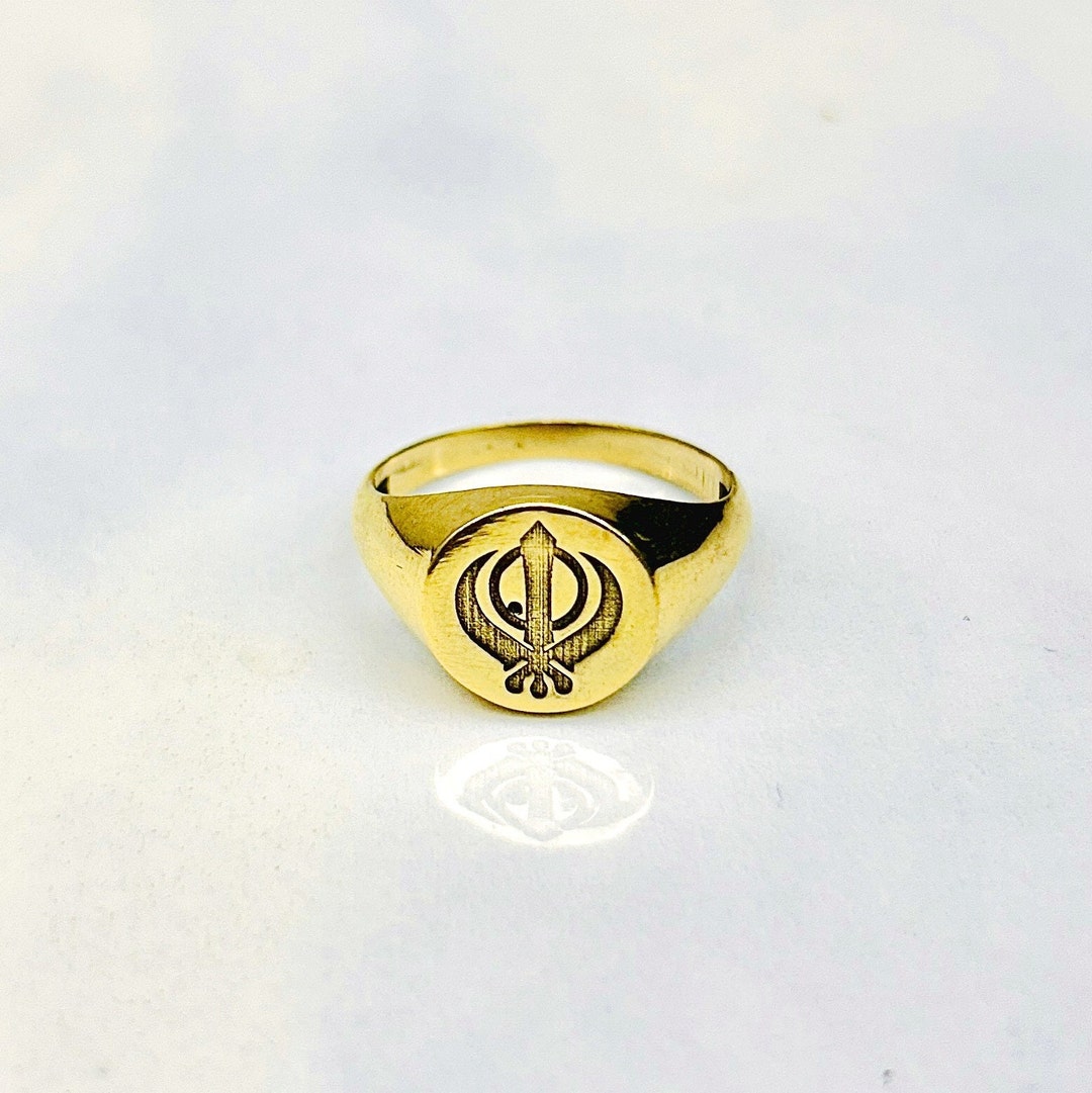 Handmade Sikh Khanda Khalsa Signet Men's Sterling Silver Ring, Gift for ...