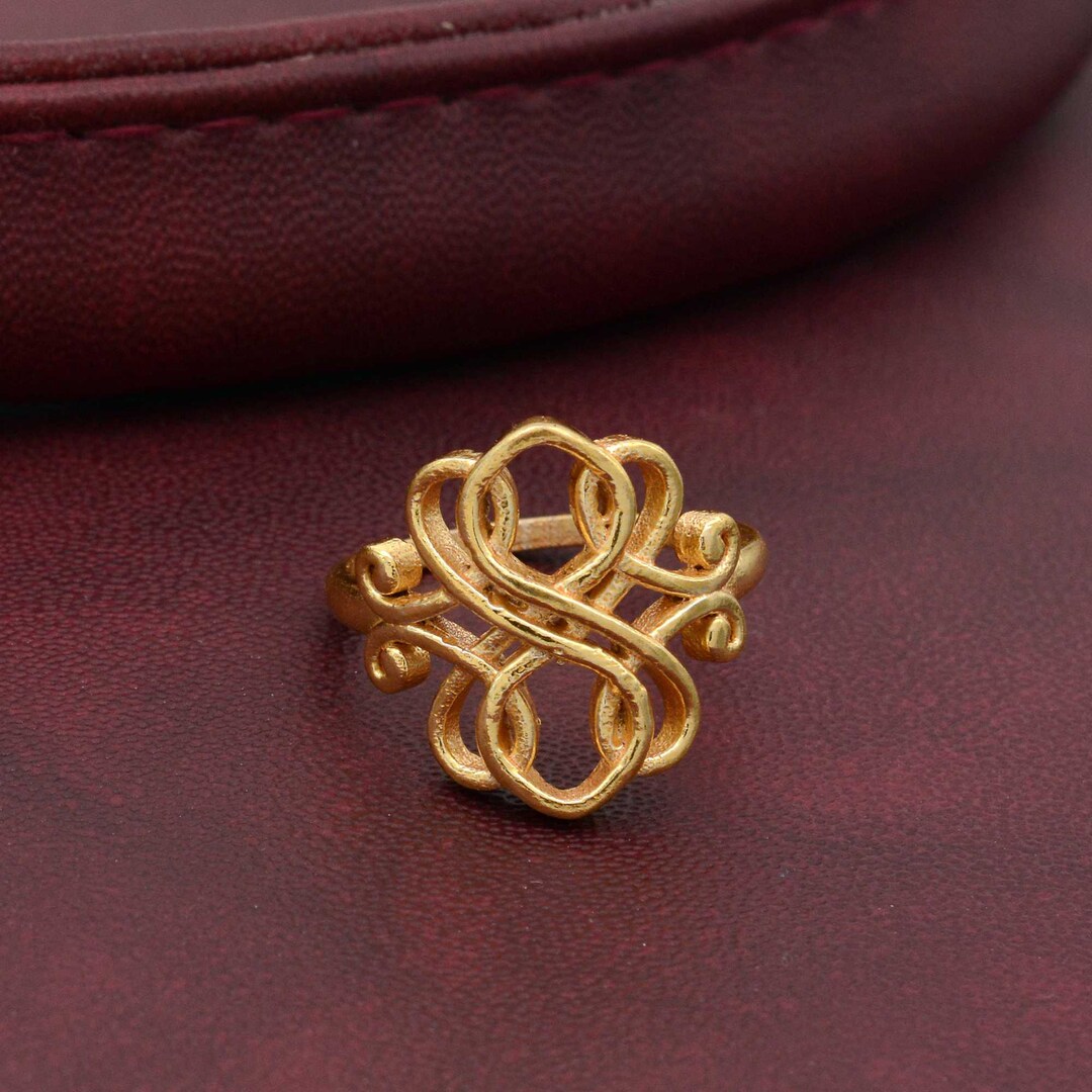 Trinity Knot Pattern Ring Endless Loop Ring Statement Gold Ring Celtic ...