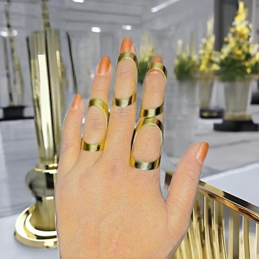 Arthritis Full Finger Adjustable Splint Gold Ring for PIP and DIP ...