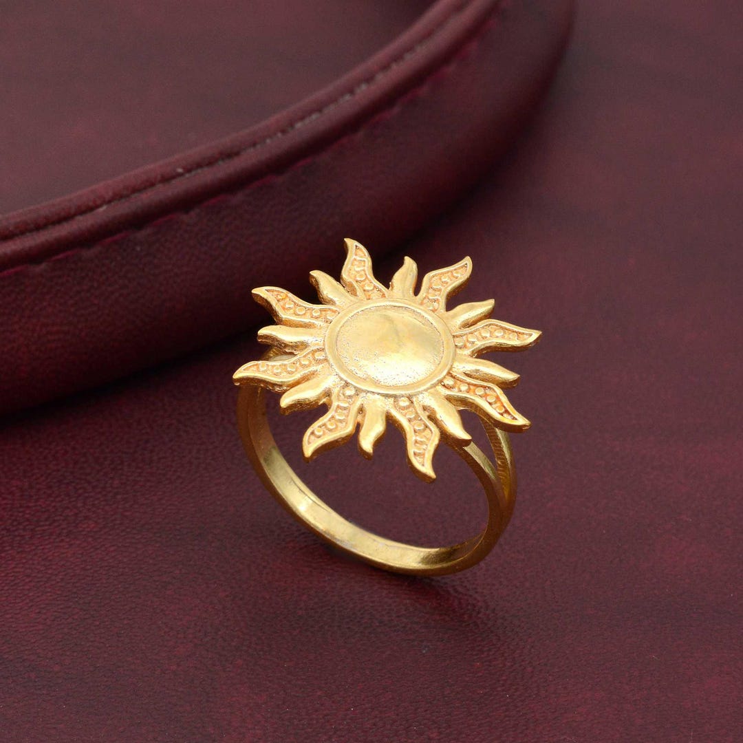 Gold Sun Ring, Sterling Silver, Bohemian Stacking Ring - Etsy