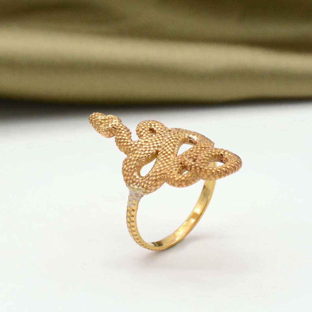 Vintage 18K Gold Snake Ring | Solid Gold Figural Snake Statement Ring ...