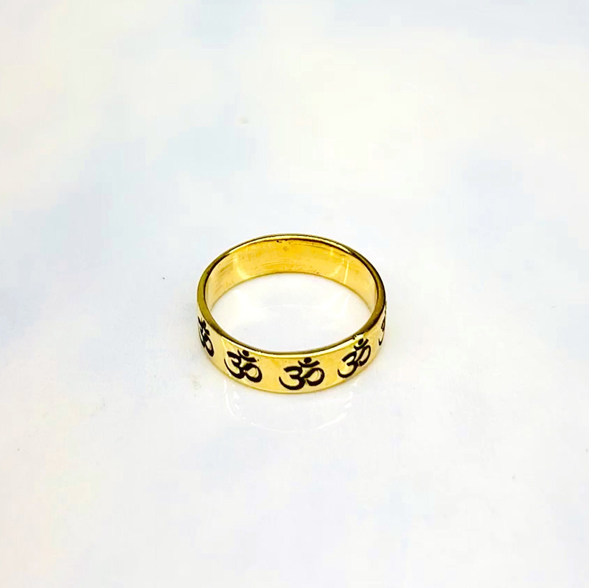 Gold Om Ring – Spiritual Hindu Symbol Band for Men & Women - Etsy