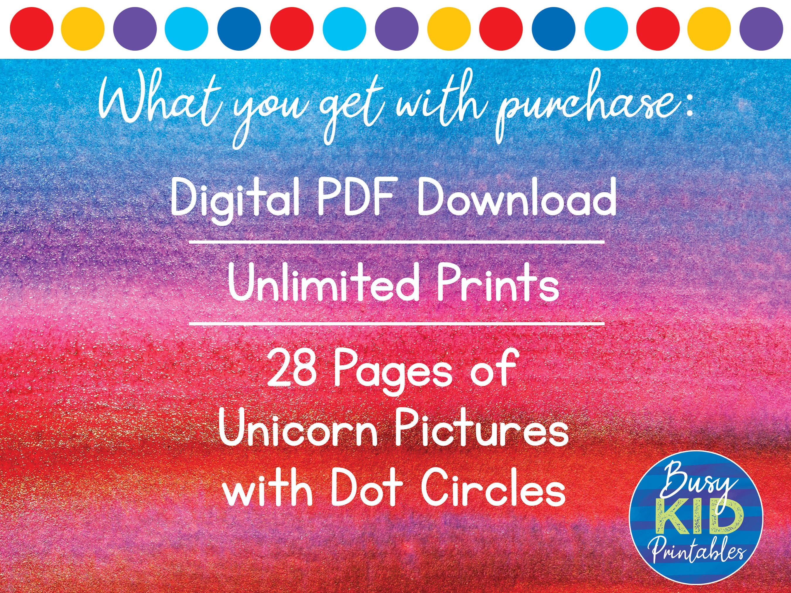 Unicorn Dot Marker Printable Cute Dab a Dot Coloring Pages for Toddler ...