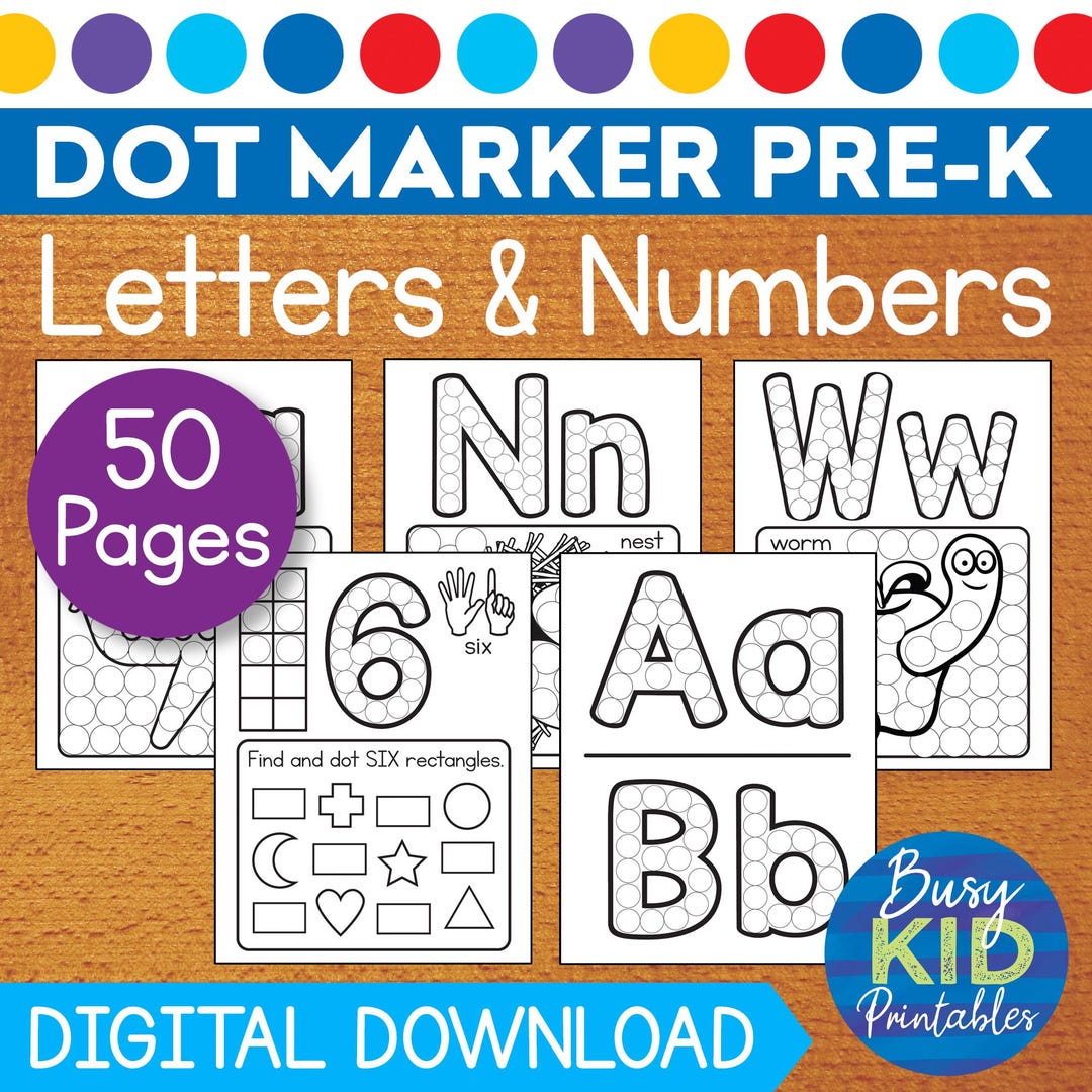 Preschool Skills Dot Marker Printable - Alphabet Letters and Numbers ...