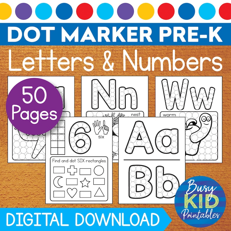Preschool Skills Dot Marker Printable - Alphabet Letters and Numbers ...