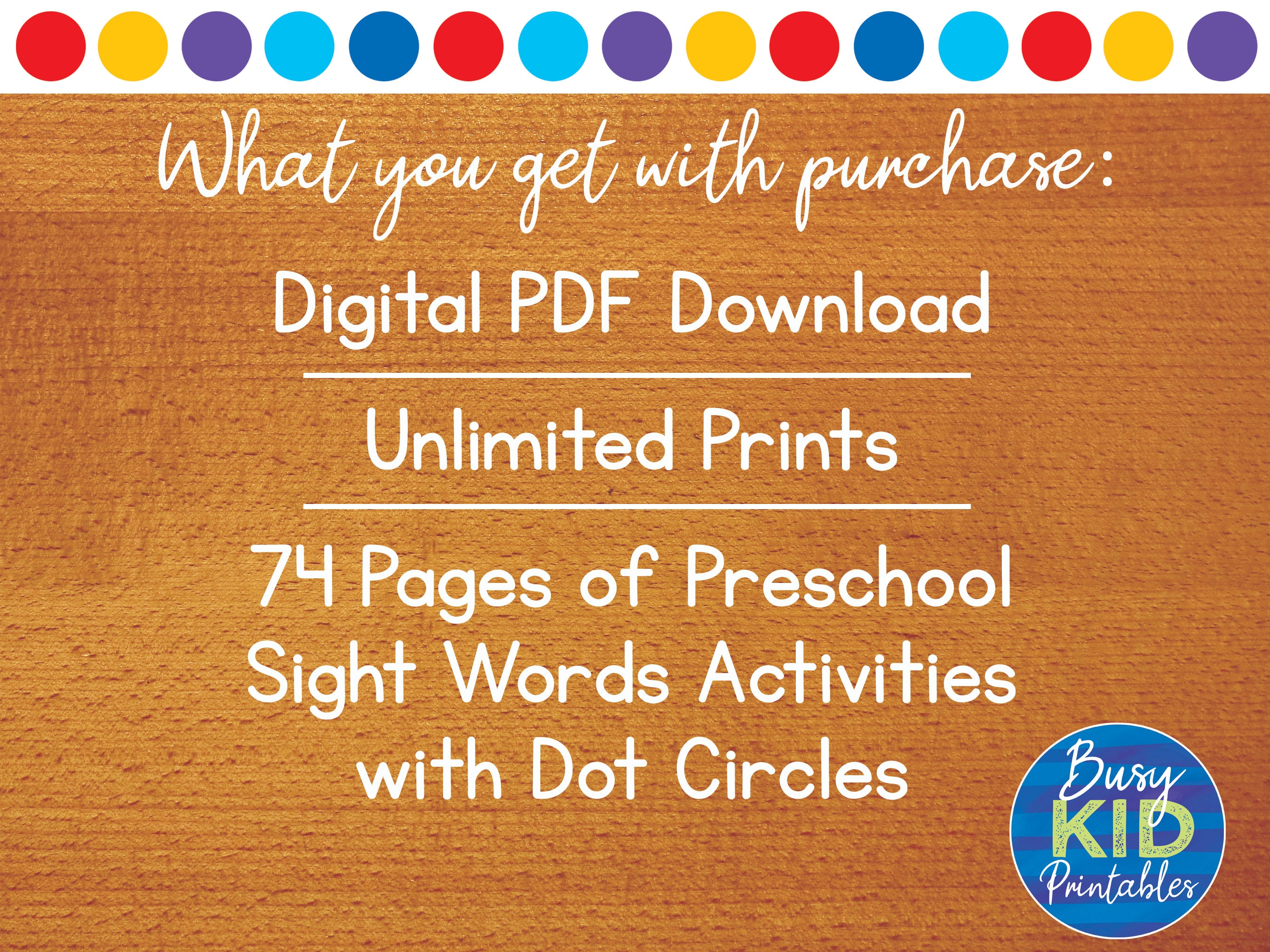 Preschool Skills Dot Marker Printable Prek Essential Sight - Etsy